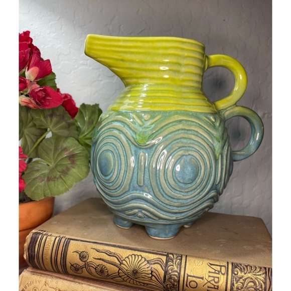 Unmarked | Dining | Turquoise Lime Green Raised Geometric Footed ...